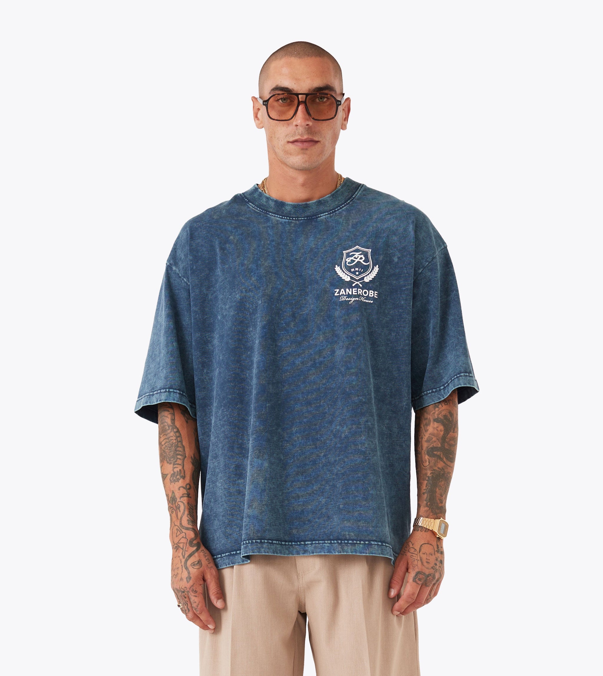 Crest Flow Tee GD Navy
