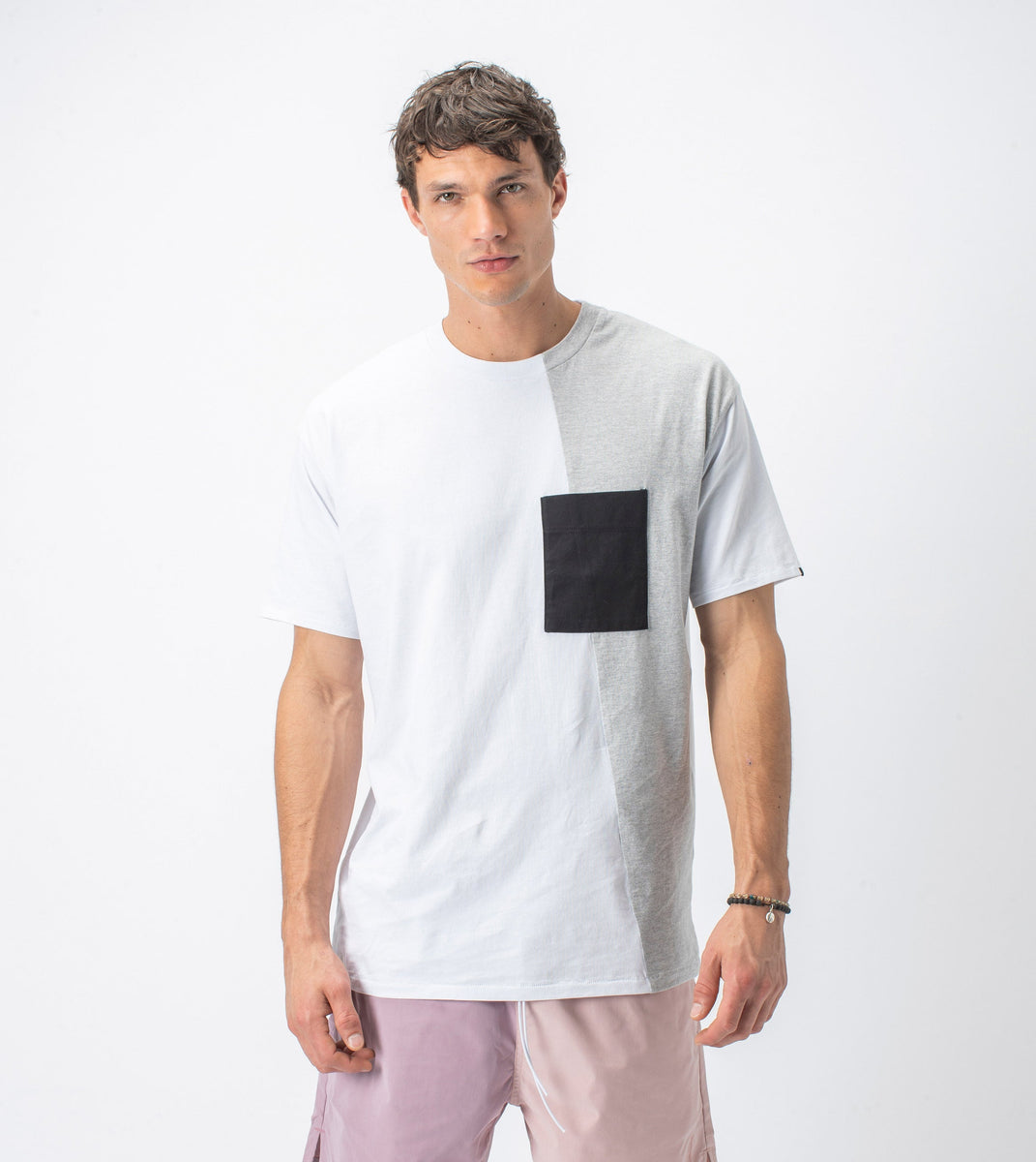 Overlay Box Tee White/Silver Marle – ZANEROBE Australia