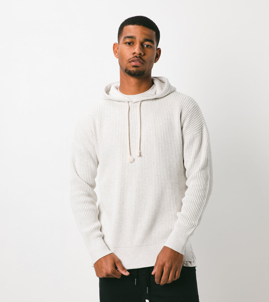 Waffle Hood Knit White Marle - Sale – ZANEROBE Australia
